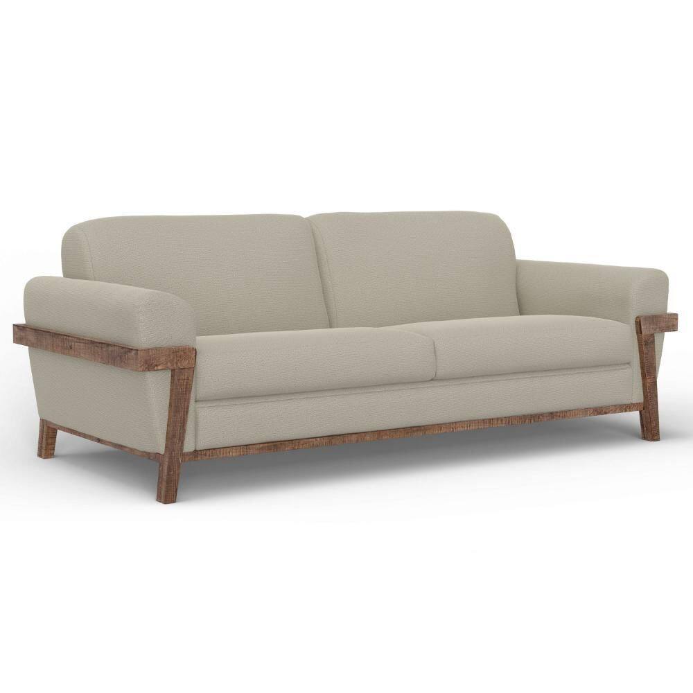 Benjara Pola 40.75 in. Flared Arm Polyester Rectangle Sofa in Almond ...