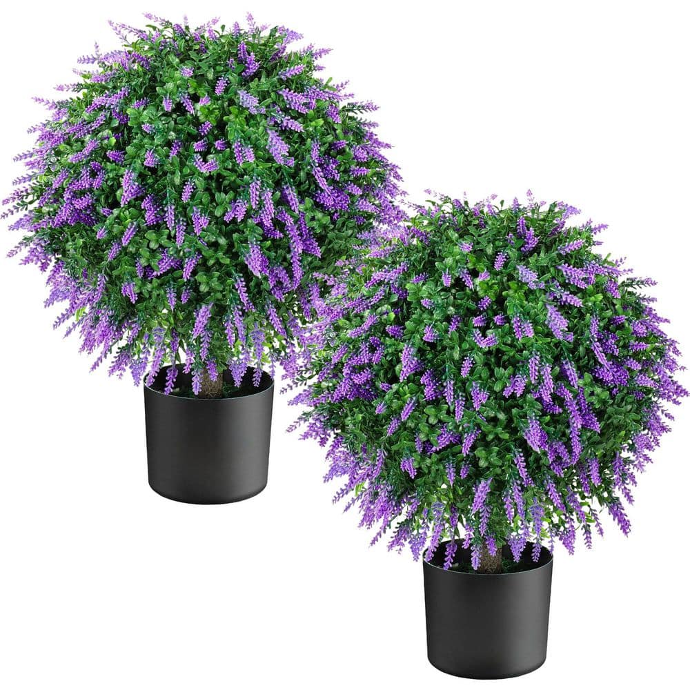 18 in. Lavender Series Purple Indoor/Outdoor Artificial Shrub Set of 2 ...