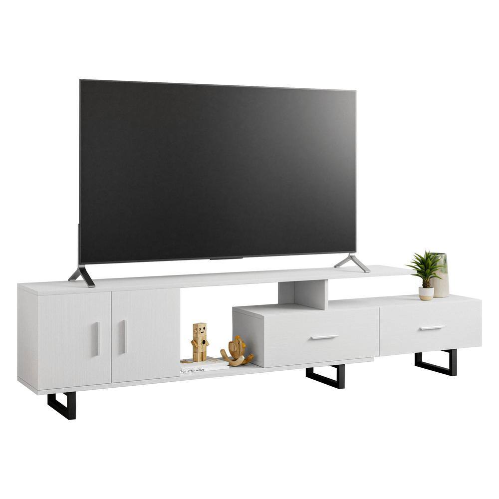 Leisuremod Avery Mid Century Modern Rectangular TV Stand with MDF Wood ...