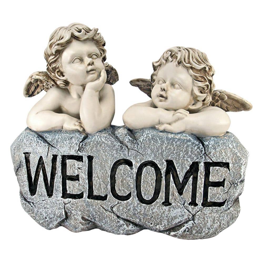 Design Toscano 10 in. H Raphael's Cherub Twins Welcome Statue QL30642 ...