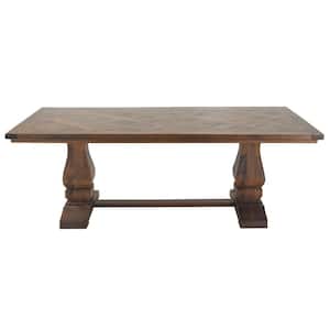 Litton Lane Brown Dining Table with Parquet Inlay 62943 - The Home Depot