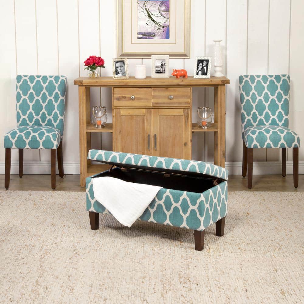 Homepop Drake Teal 36 in. Bedroom Bench with Storage K6384NP-F2055 ...