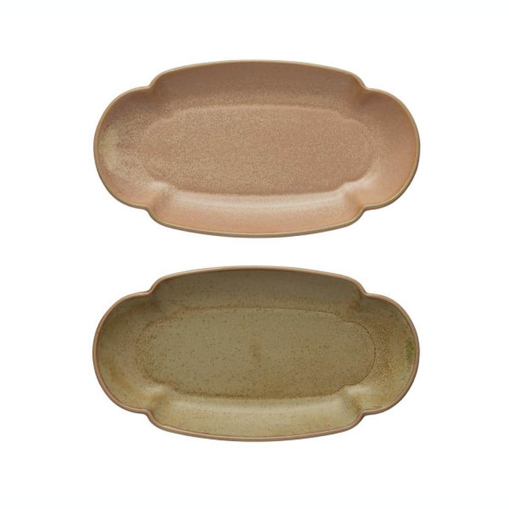 Storied Home 9.25 in. Multi-Colored Stoneware Platters (Set of 2 ...