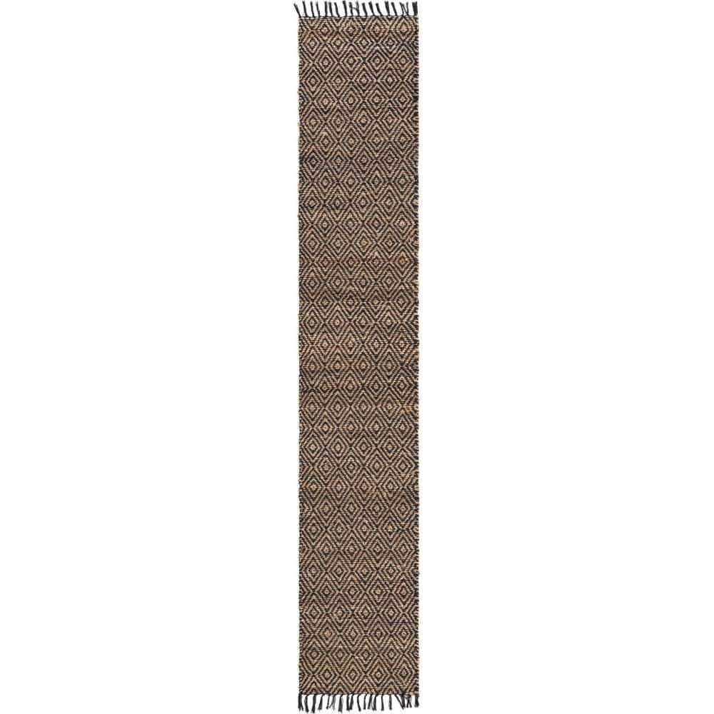 Unique Loom Chunky Jute Assam Black 2' 2 x 12' 0 Area Rug 3153147 - The ...