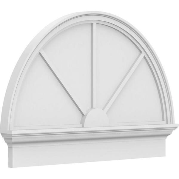 Fypon 43 in. x 22-7/16 in. x 2-1/4 in. Polyurethane Half-Round Sunburst ...