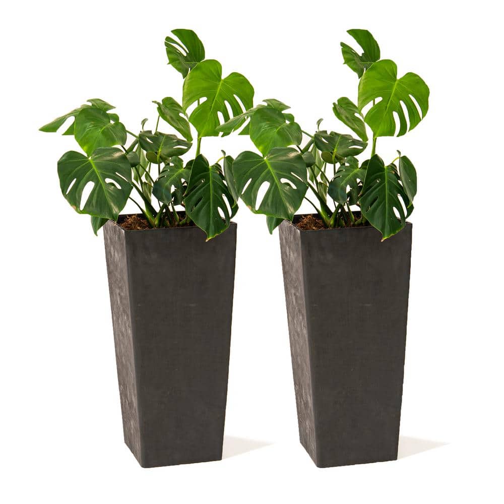 XBRAND 28 in. Tall Modern Square Plastic Planter, Tapered Floor Planter ...