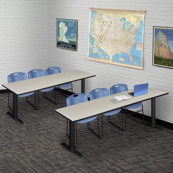 Regency Cain 84 in x 24 in. Maple T-Base Training Seminar Table Desk ...