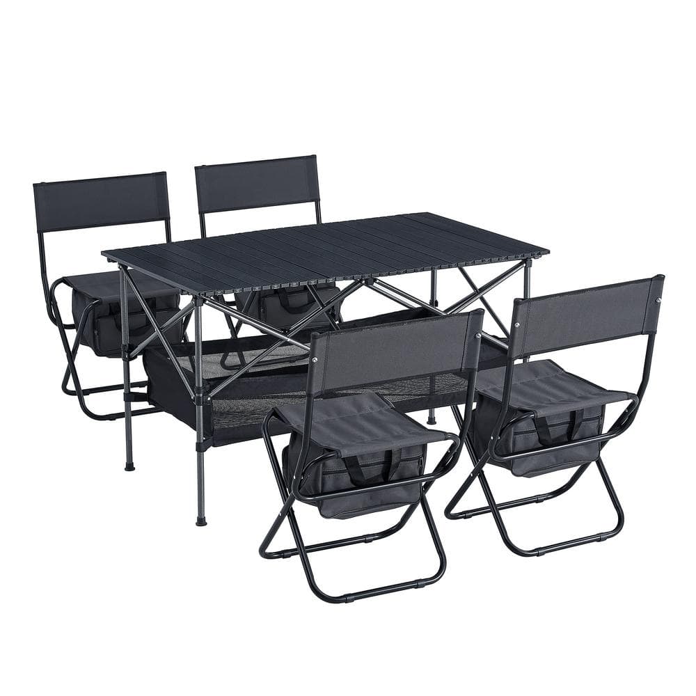 Set of 5 Folding Aluminum Table and Chair Set for Outdoor Camping ...