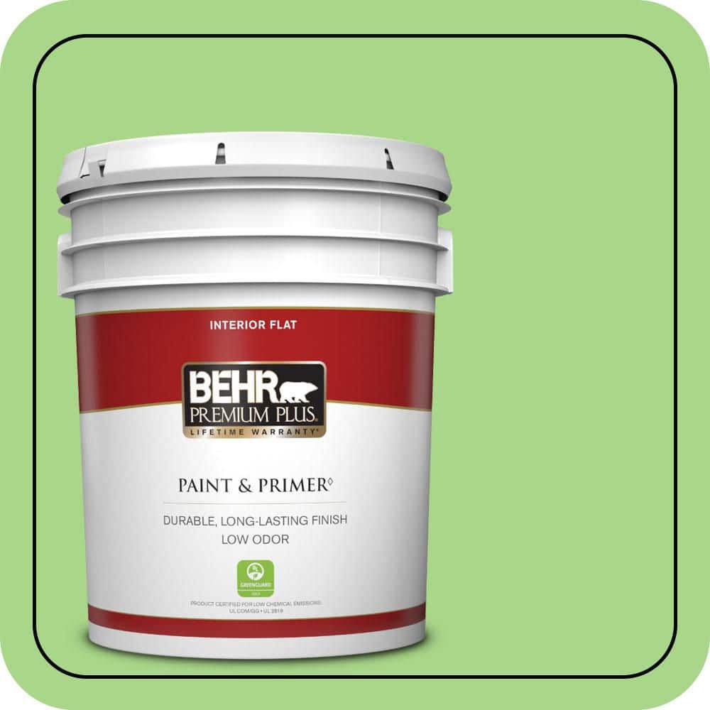 BEHR PREMIUM PLUS 5 gal. #430B-4 Peas in a Pod Flat Low Odor Interior ...