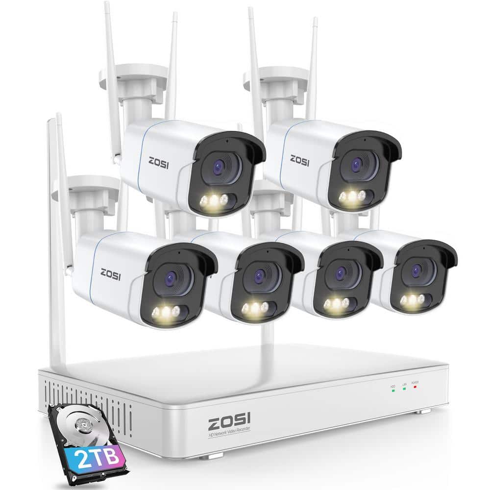 ZOSI 4MP 2.5K 8-Channel 2TB NVR Wireless Security Camera System with 6 ...