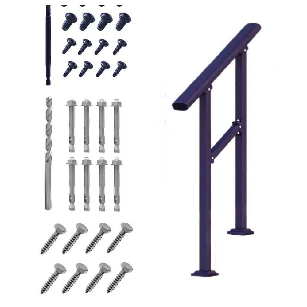 NVNOO 1-2 Step Handrail and Indoor Stair Railing Kit for Outdoor Steps ...