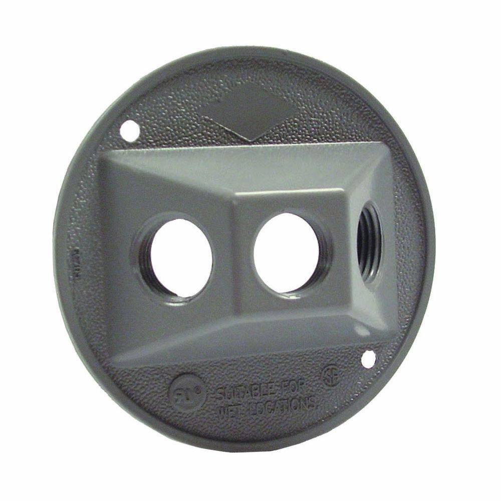 BELL 4 in. Round Gray Weatherproof Cluster Cover with Three 1/2 in ...