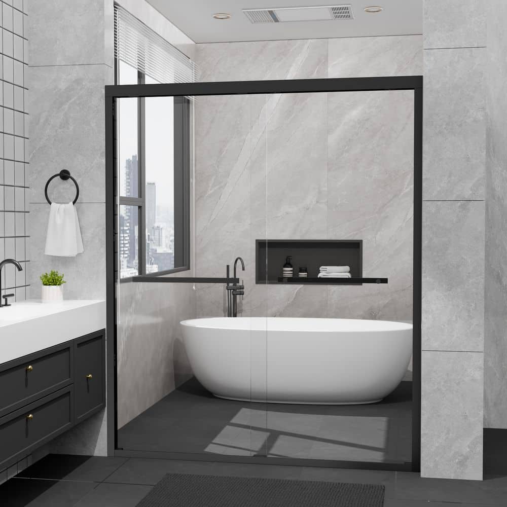 Reviews for Peorsily 50 in.- 54 in. W x 72 in. H Double Sliding Framed ...