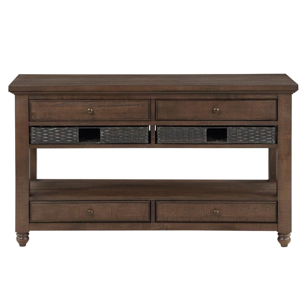 Steve Silver Oliver 50 in. Chestnut Brown Wood Rectangle Sofa Console ...