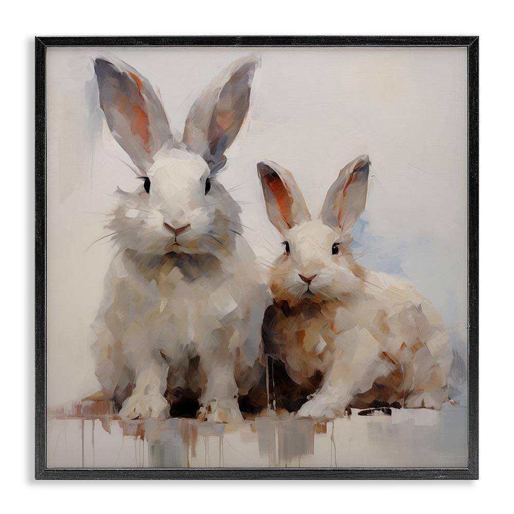 Stupell Industries Fluffy Spring Rabbits by Arlington Prints Black ...