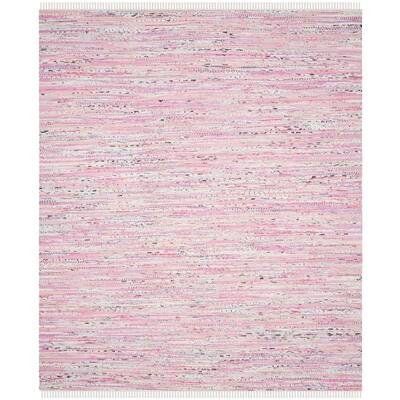 SAFAVIEH Rag Rug Light Pink/Multi 6 ft. x 9 ft. Striped Area Rug RAR125E-6