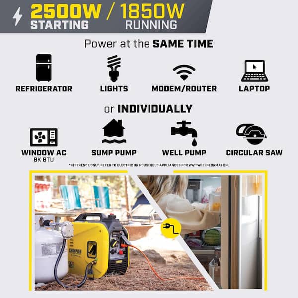 Champion Power Equipment 2500/1850-Watt Recoil Start Gasoline/Propane ...