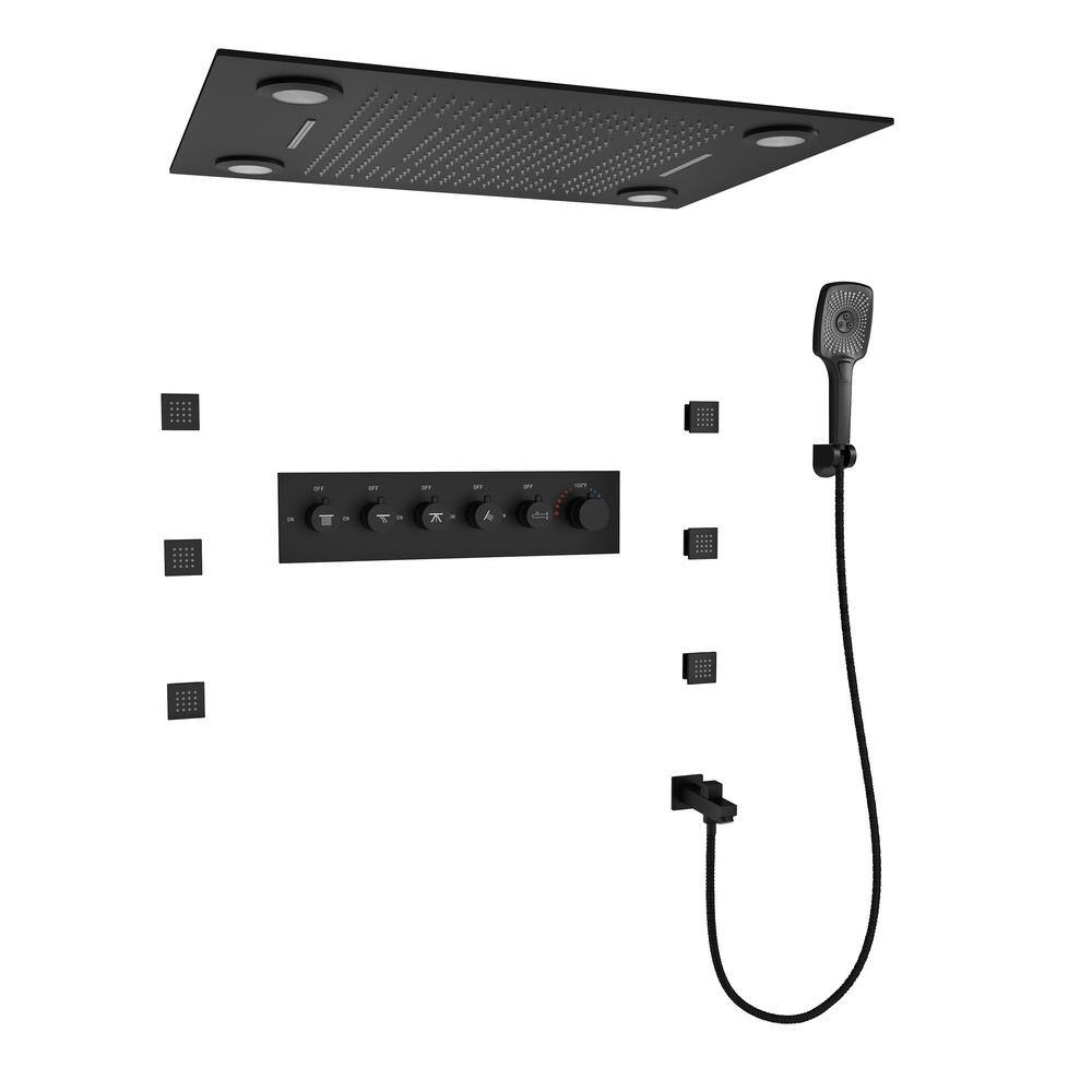 CASAINC 64-Color Mood Lighting 7-Spray Ceiling Mount Fixed and Handheld ...