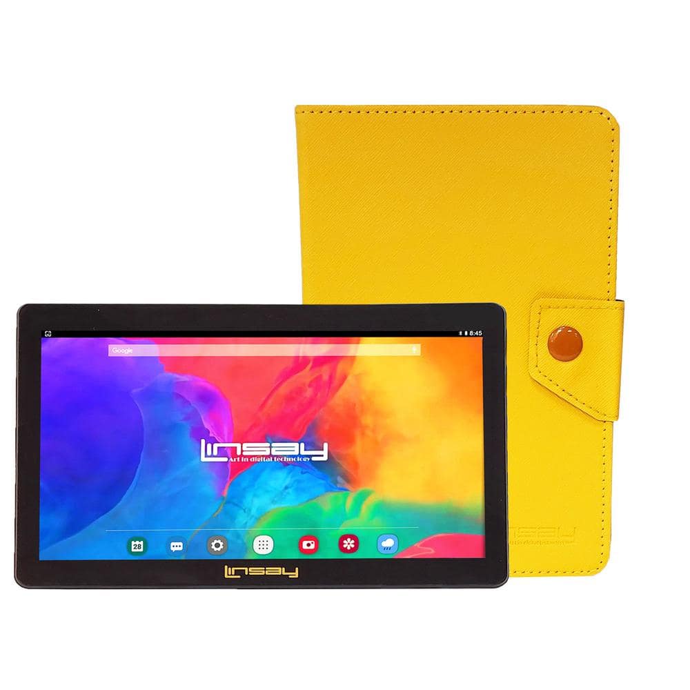 LINSAY 7 in. 64GB Android 13 Tablet with Yellow Leather case ...