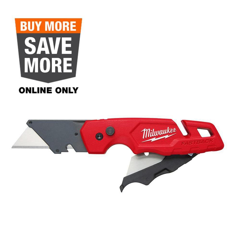 Milwaukee FASTBACK Folding Utility Knife with Blade Storage and General ...
