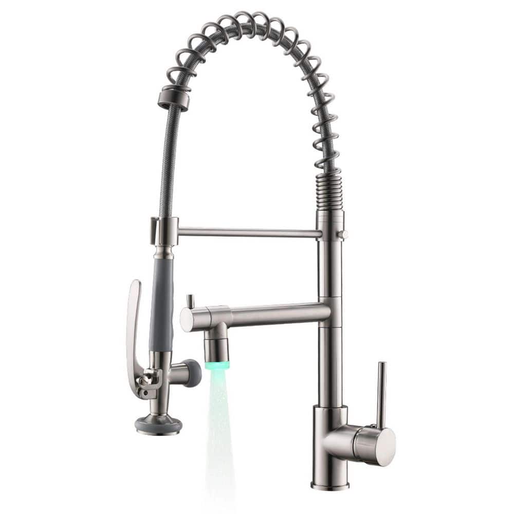 Aosspy Single-Handle Pull-Down Sprayer Kitchen Faucet with LED in ...