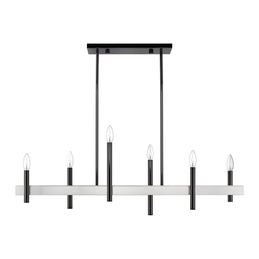 Livex Lighting Denmark 6-Light Black Chrome with Brushed Nickel Accents ...