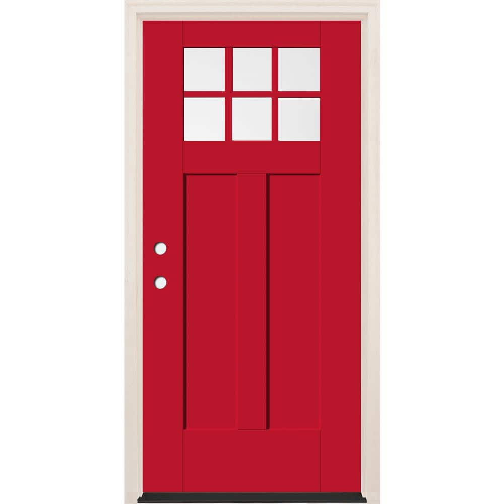 Builders Choice 36 in. x 80 in. Right-Hand 6-Lite Clear Glass Ruby Red ...