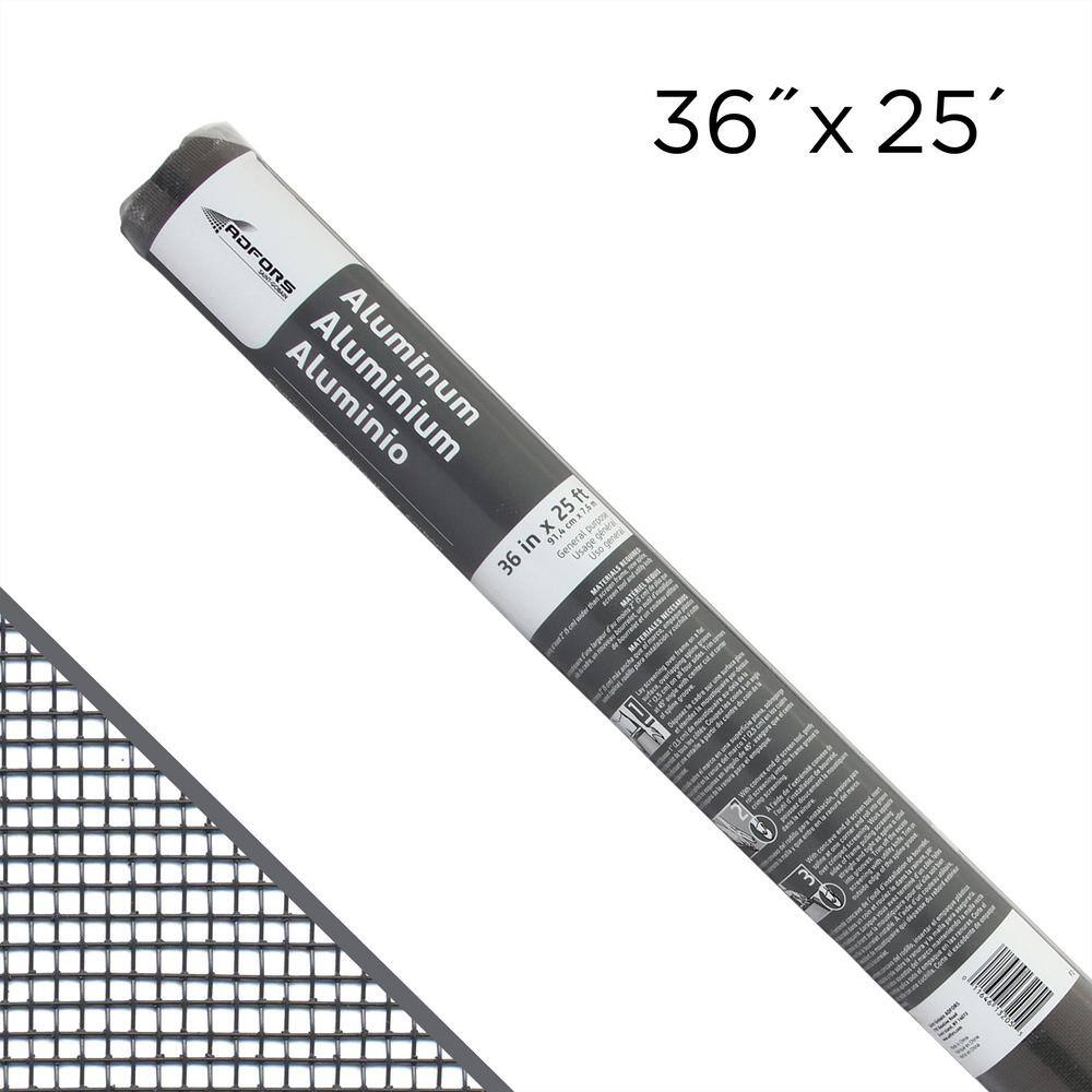 Saint-Gobain ADFORS 36 in. x 25 ft. Charcoal Aluminum Screen Roll for ...