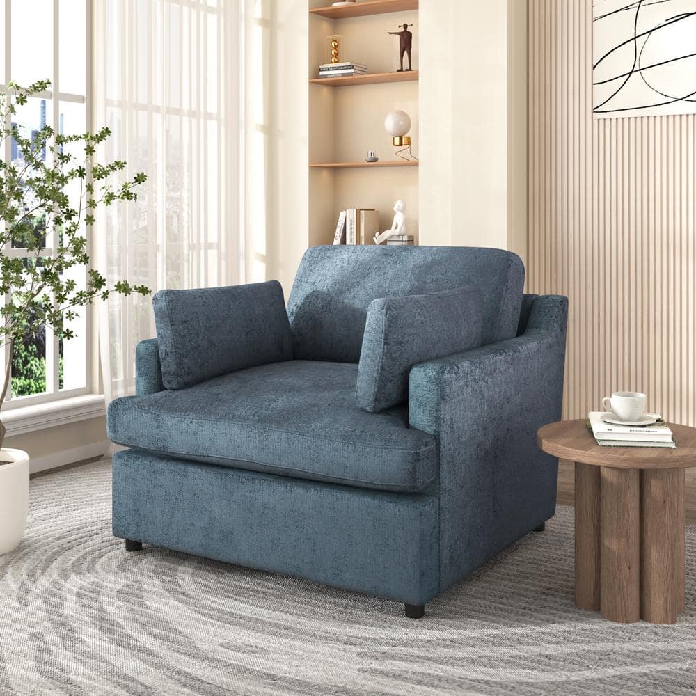 CHRISTOPHER KNIGHT HOME Blue Oversized Polyester Accent Arm Chair with 2 Comfortable Armrest Cushions NH760WTF006V The Home Depot
