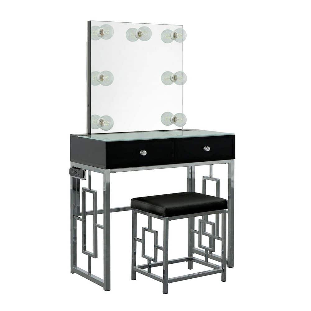 Picket House Furnishings Margo 1-Piece Metal-Chrome Makeup Vanity Set ...