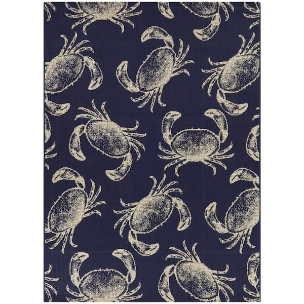 BALTA Sebastiao Navy Blue 8 ft. x 10 ft. Crabs Indoor/Outdoor Area Rug ...