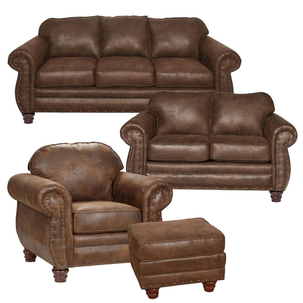 American Furniture Classics Sedona 4 Piece Brown Pinto Microfiber ...