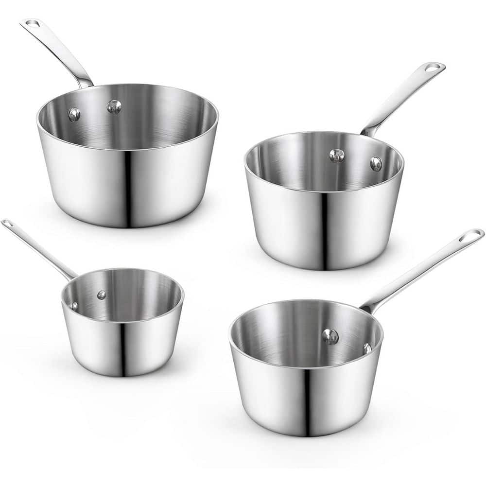 DM 4-Piece Multi-Ply Clad Stainless Steel Butter Warmer Small Sauce Pan ...