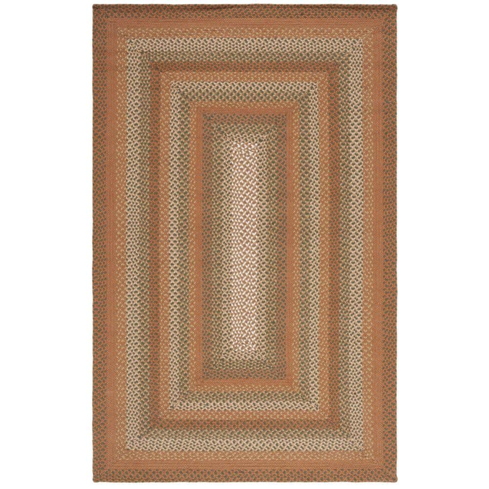 SAFAVIEH Braided Ivory Brown 6 ft. x 9 ft. Abstrract Border Area Rug ...