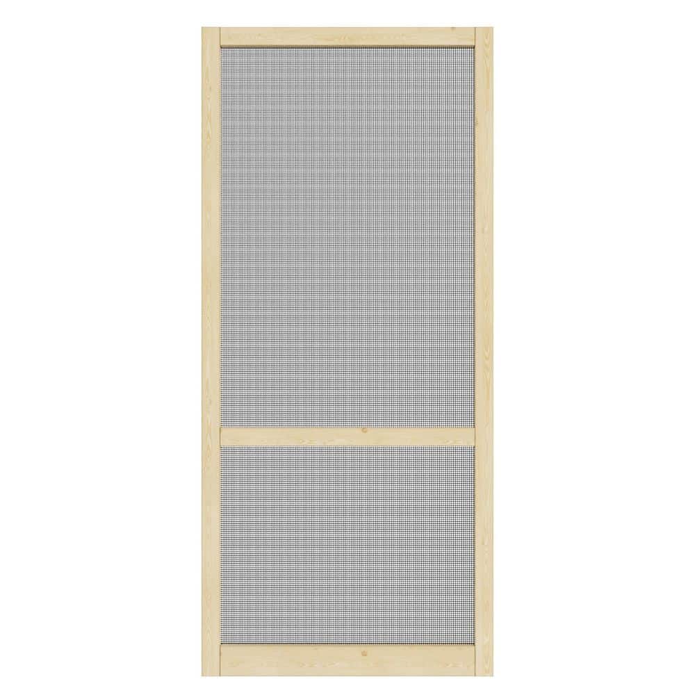 EH PUERTA 36 in. x 80 in. Universal 2 Bar Railing Style Unfinished Pine ...