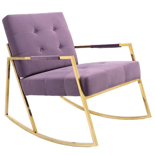 MOJAY Purple Velvet Rocking chair with Stainless steel feet WH ...
