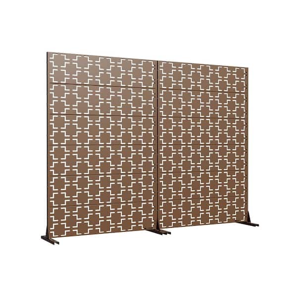 Dovelina 2-Piece 47 in. x 72 in. Brown Textured Metal Garden Screens ...