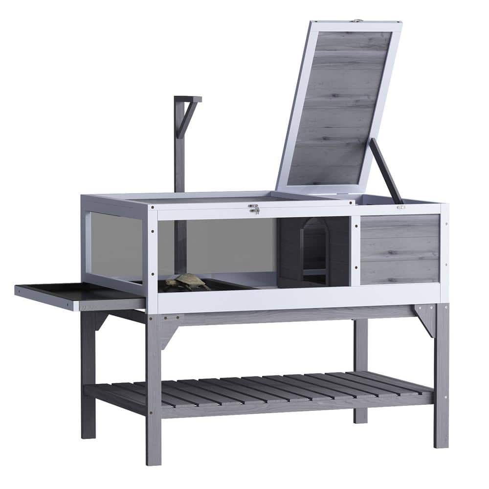 WIAWG Indoor Wooden Tortoise House with Storage Shelf, Outdoor Large ...