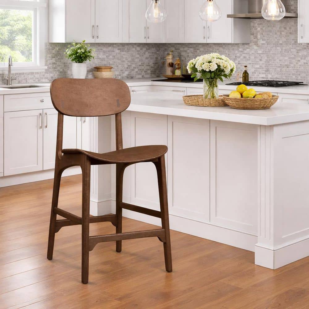 Boraam Solvang 24 in. Carbonite Finish High Back Wood Counter Stool ...