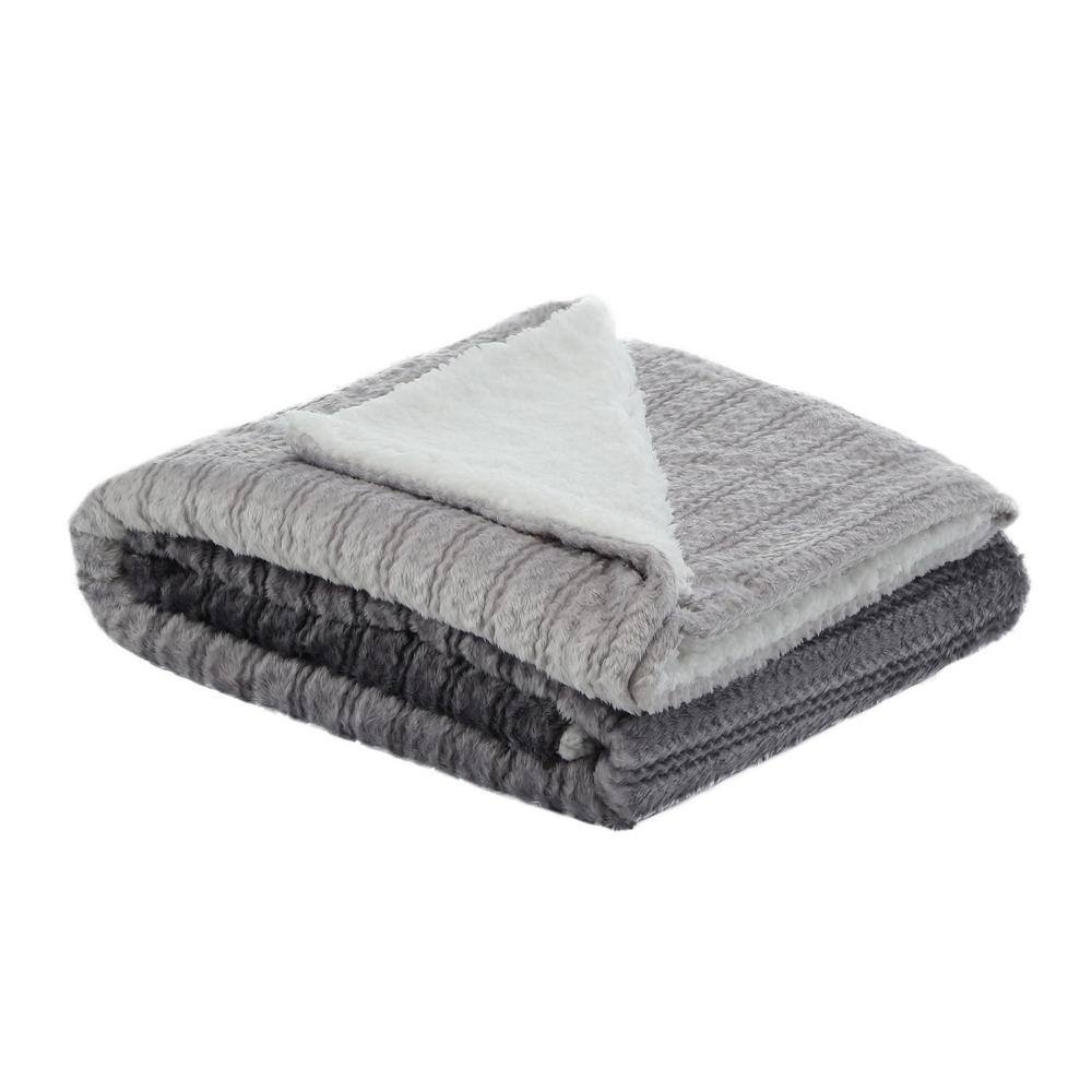 HomeRoots Charlie Dark Slate Gray Solid Color Polyester Throw Blanket ...