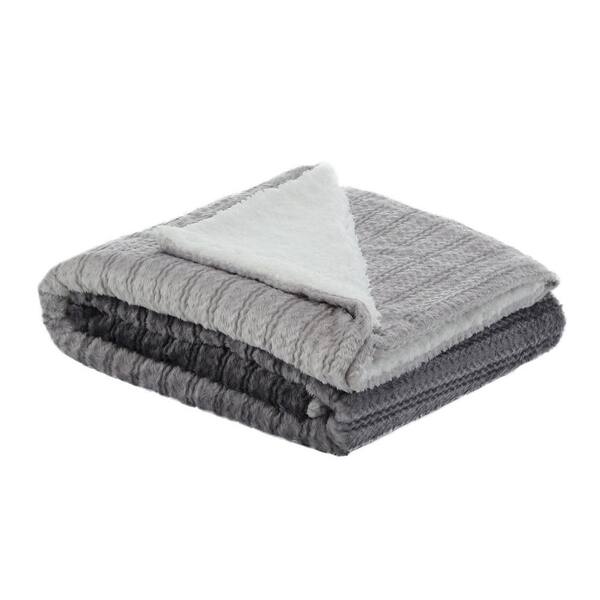 HomeRoots Charlie Dark Slate Gray Solid Color Polyester Throw Blanket ...