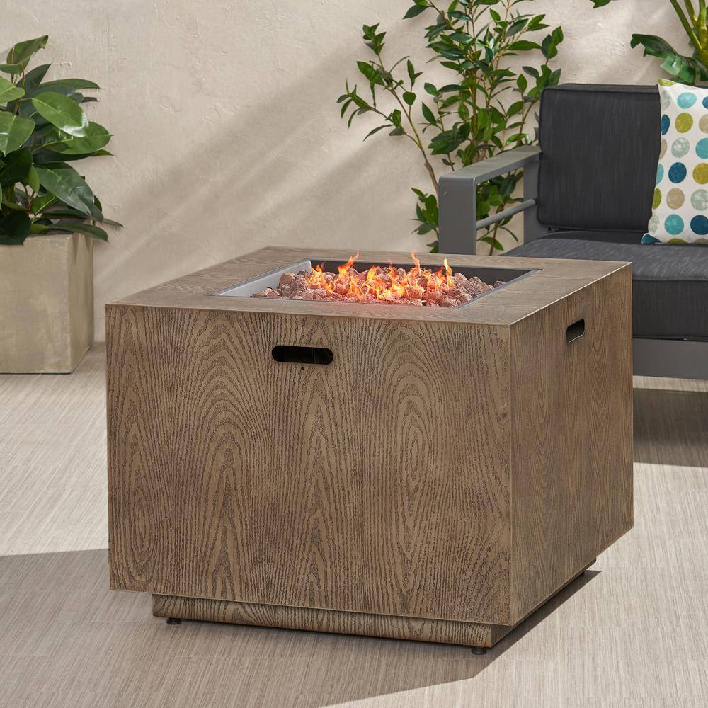 ToolCat 31 in. 50,000 BTU Square MGO Iron Outdoor Patio Fire Pit Table ...