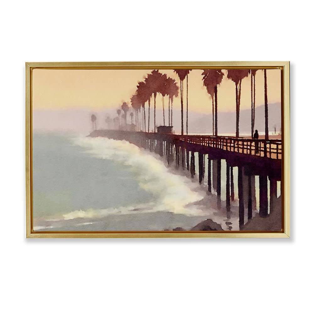 Stupell Industries Sunrise At The Pier by Noah Bay Gold Floater Frame ...