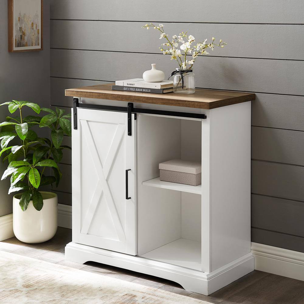 Walker Edison Furniture Company 32 in. Rustic Farmhouse Solid White ...