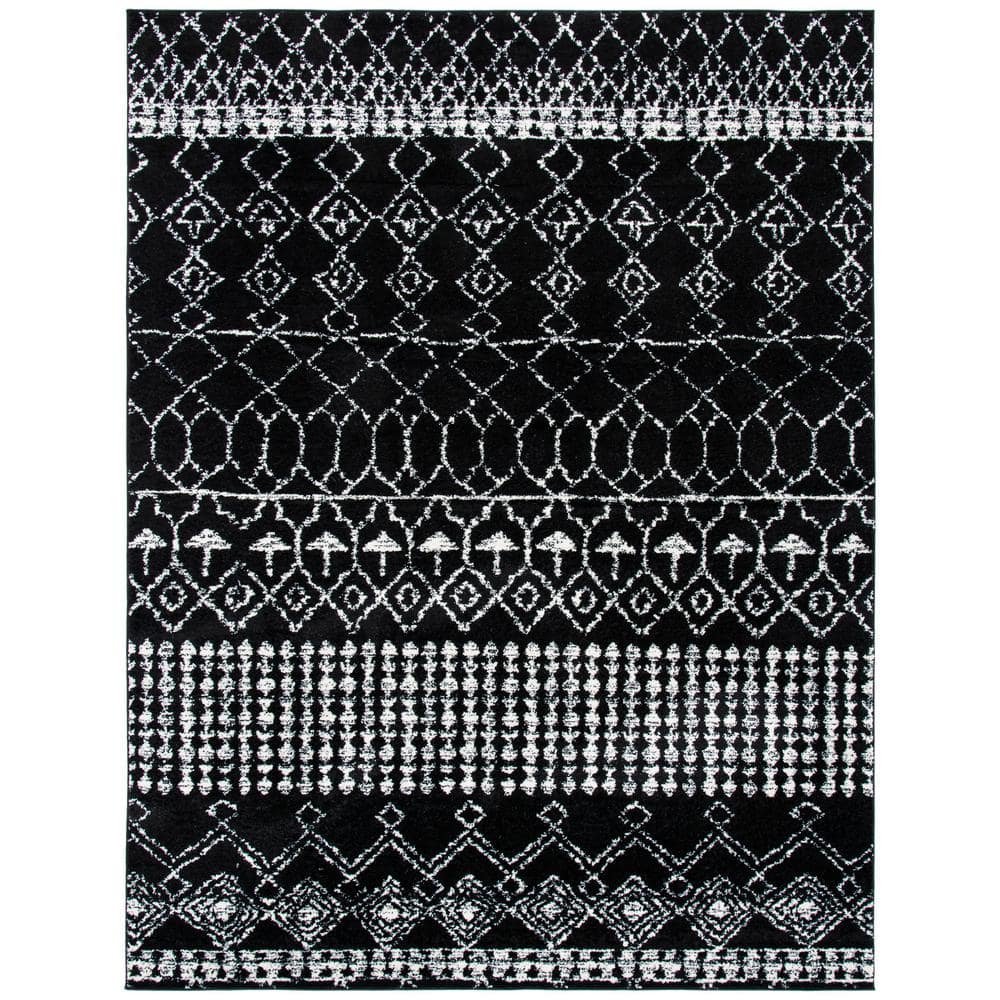 SAFAVIEH Tulum Black/Ivory 9 ft. x 12 ft. Moroccan Area Rug TUL229Z-9 ...