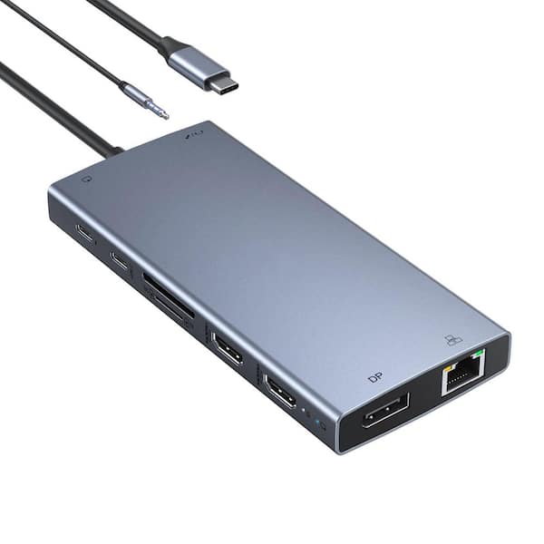 Lukyamzn Clamp USB Hub 3.0 with Extra Power Supply Port Aluminum 4-Port Adapter 3 USB-A Data ...