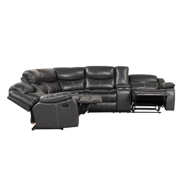 Furniture of america faux leather reclining sectional with chaise store