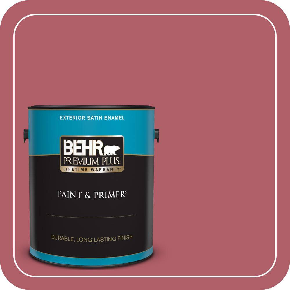 BEHR PREMIUM PLUS 1 gal. #130D-5 Rhubarb Satin Enamel Exterior Paint ...