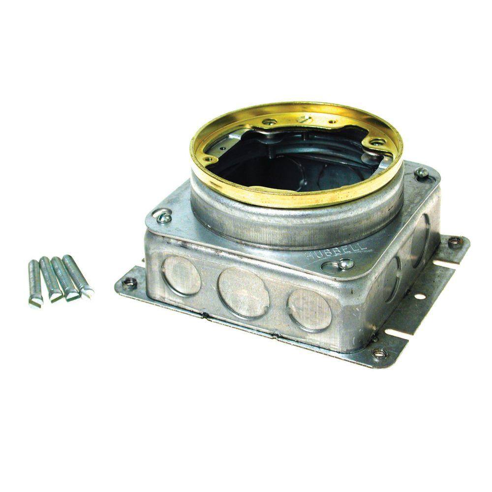 RACO 4 in. Round Concrete Floor Box, Stamped Steel Box with 1/2 & 3/4 ...