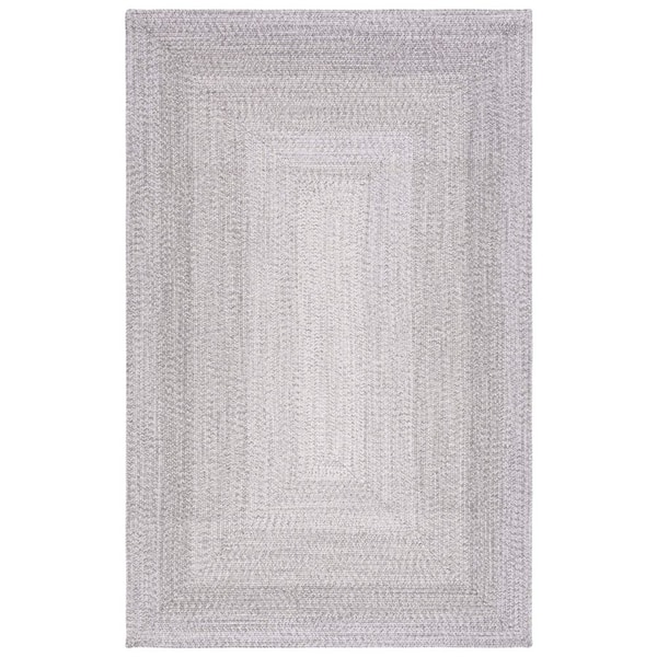 SAFAVIEH Braided Gray 4 ft. x 6 ft. Machine Washable Ombre Border Area ...